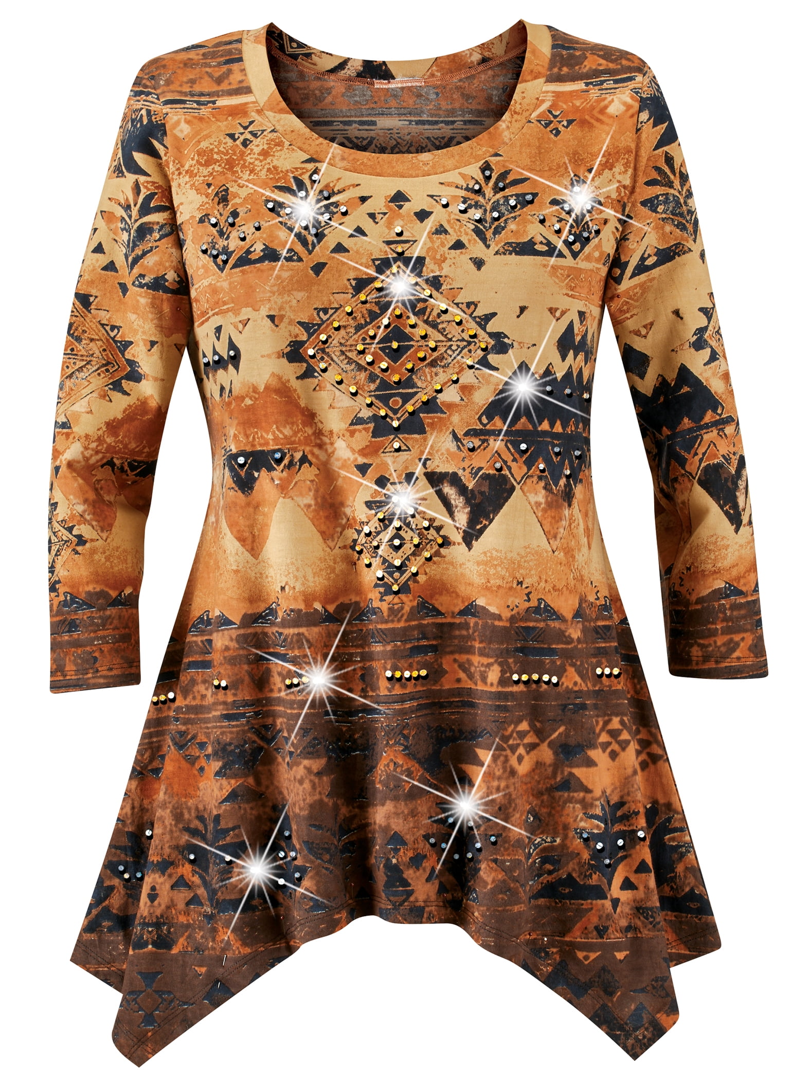 Collections Etc Diamond Aztec Design Sequin Detailed Tunic - Walmart.com