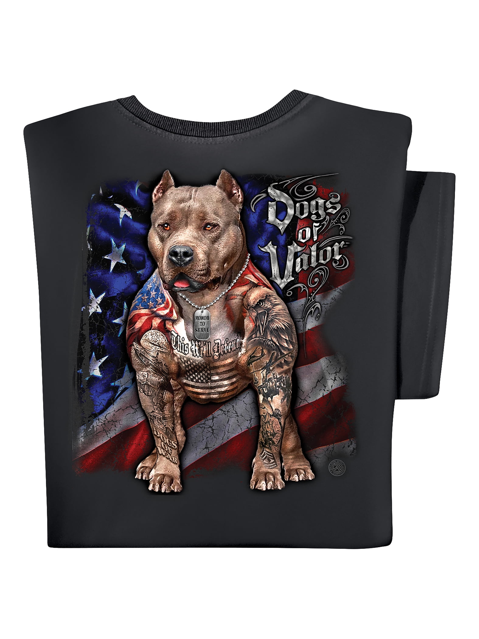 Collections Etc Dogs of Valor Patriotic Short Sleeve Graphic Tee ...