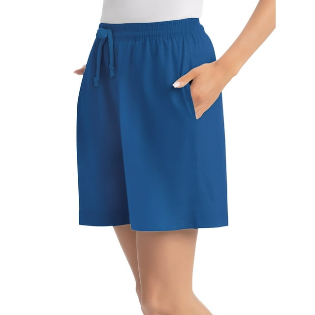 Collections Etc Drawstring Pull-On Knit Jersey Shorts with Side Pockets ...