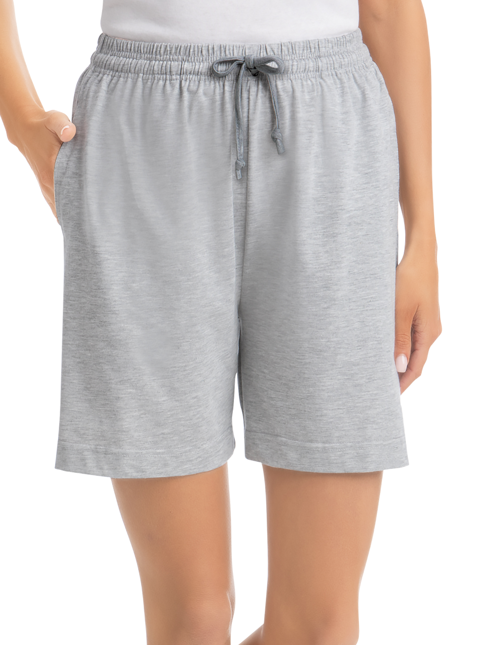 Collections Etc Drawstring Pull-On Knit Jersey Shorts with Side Pockets ...