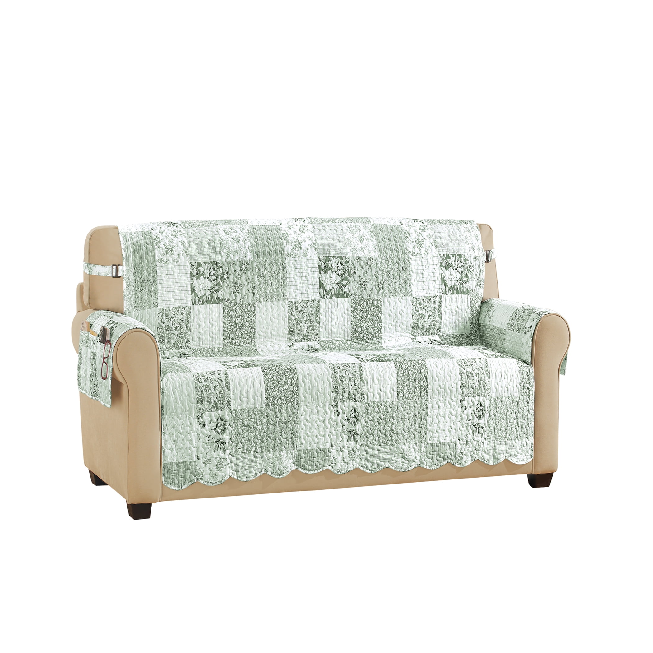 Collections Etc Eden Floral Patchwork Scalloped Edge Furniture ...