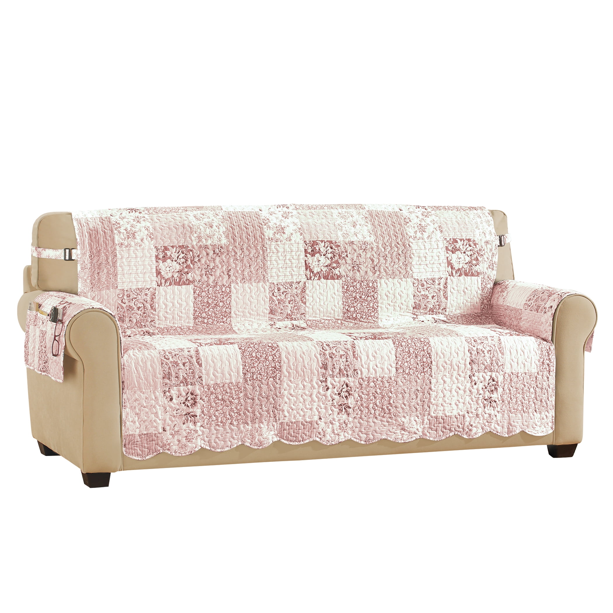 Collections Etc Eden Floral Patchwork Scalloped Edge Furniture ...