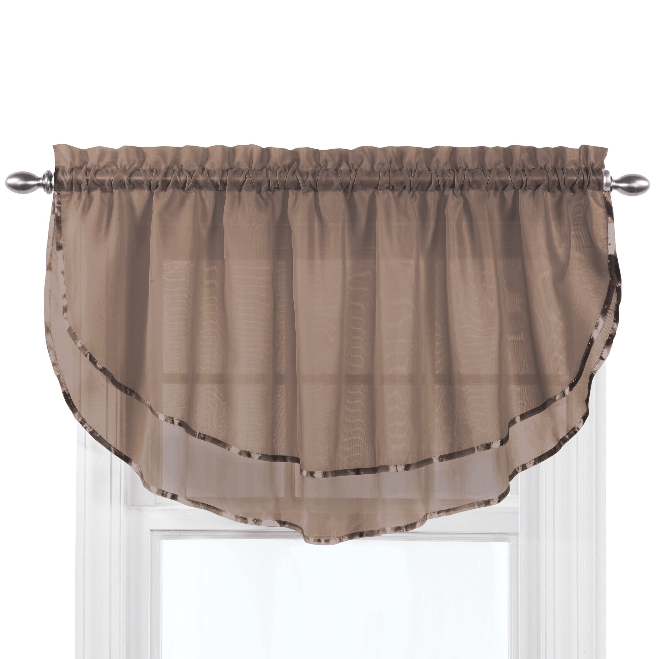 Collections Etc Elegance Sheer Fabric Rod Pocket Top Ascot Window ...