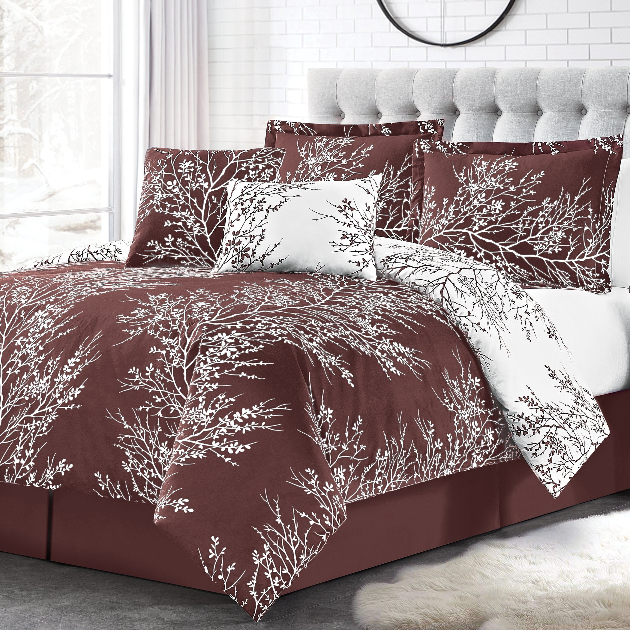 Collections Etc Elegant 6-Piece Reversible Foliage Comforter Set ...