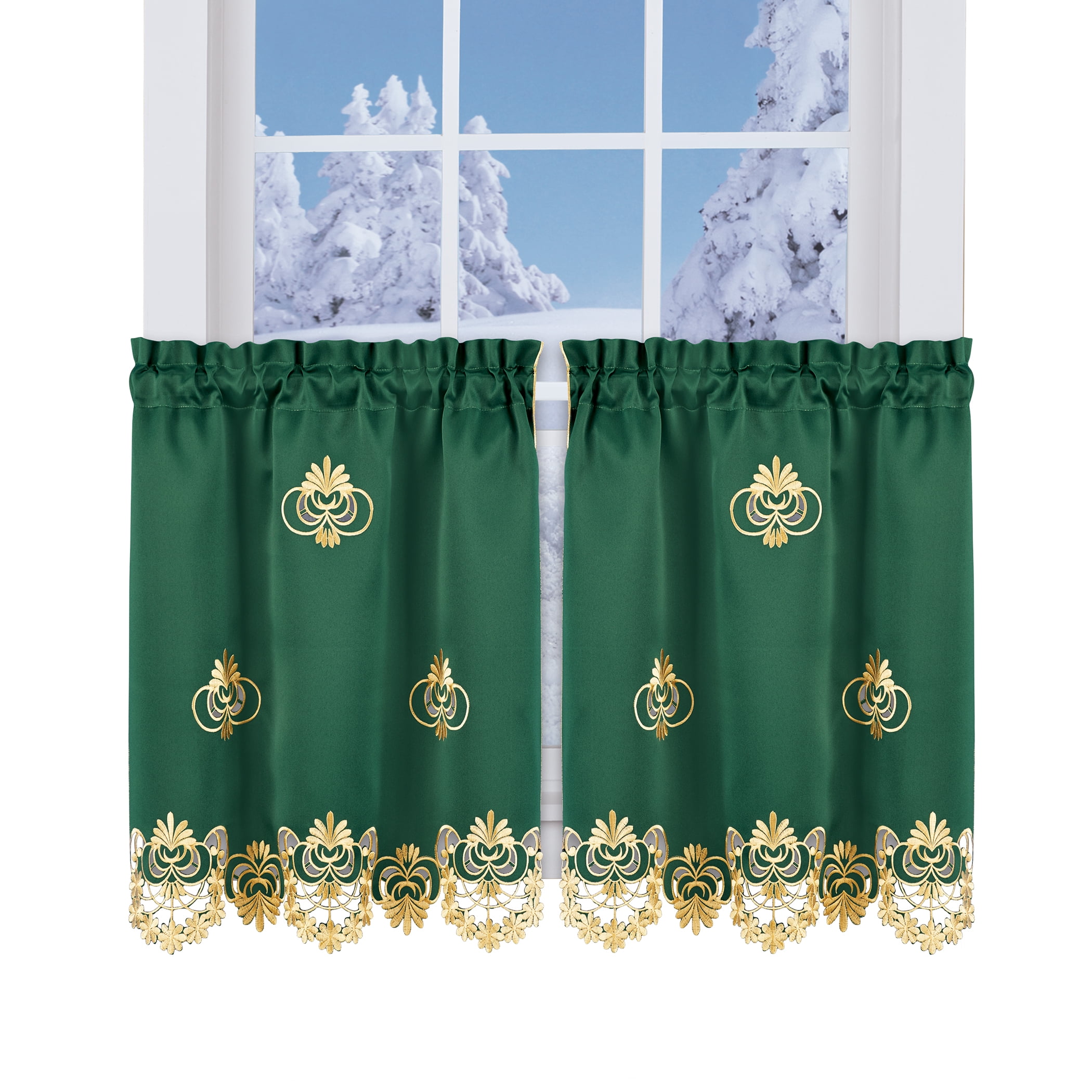 Collections Etc Elegant Gold Embroidered Scrolling Detail Kitchen Café ...