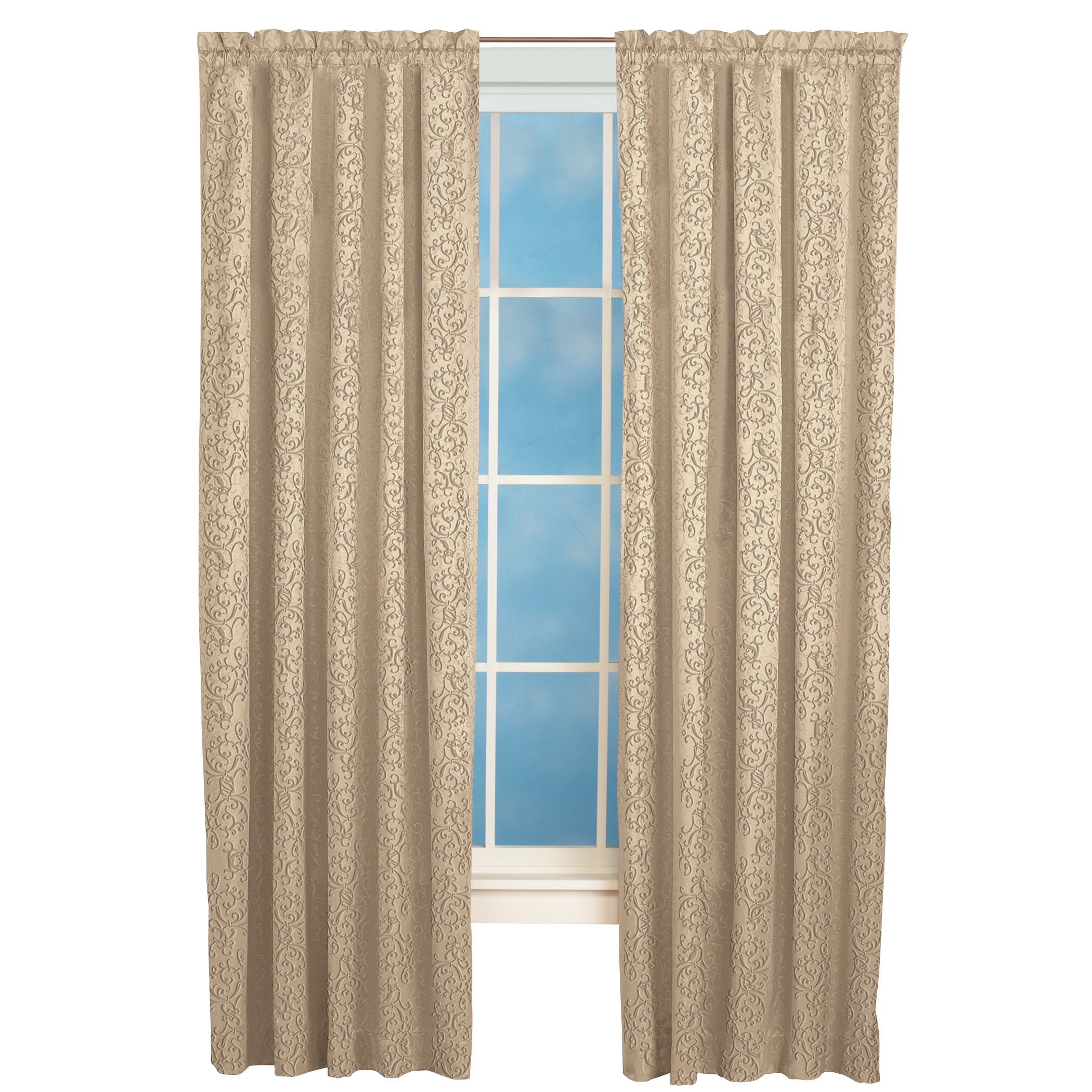 Collections Etc Elegant Scroll Pattern Insulated Curtain Panel, Rod ...