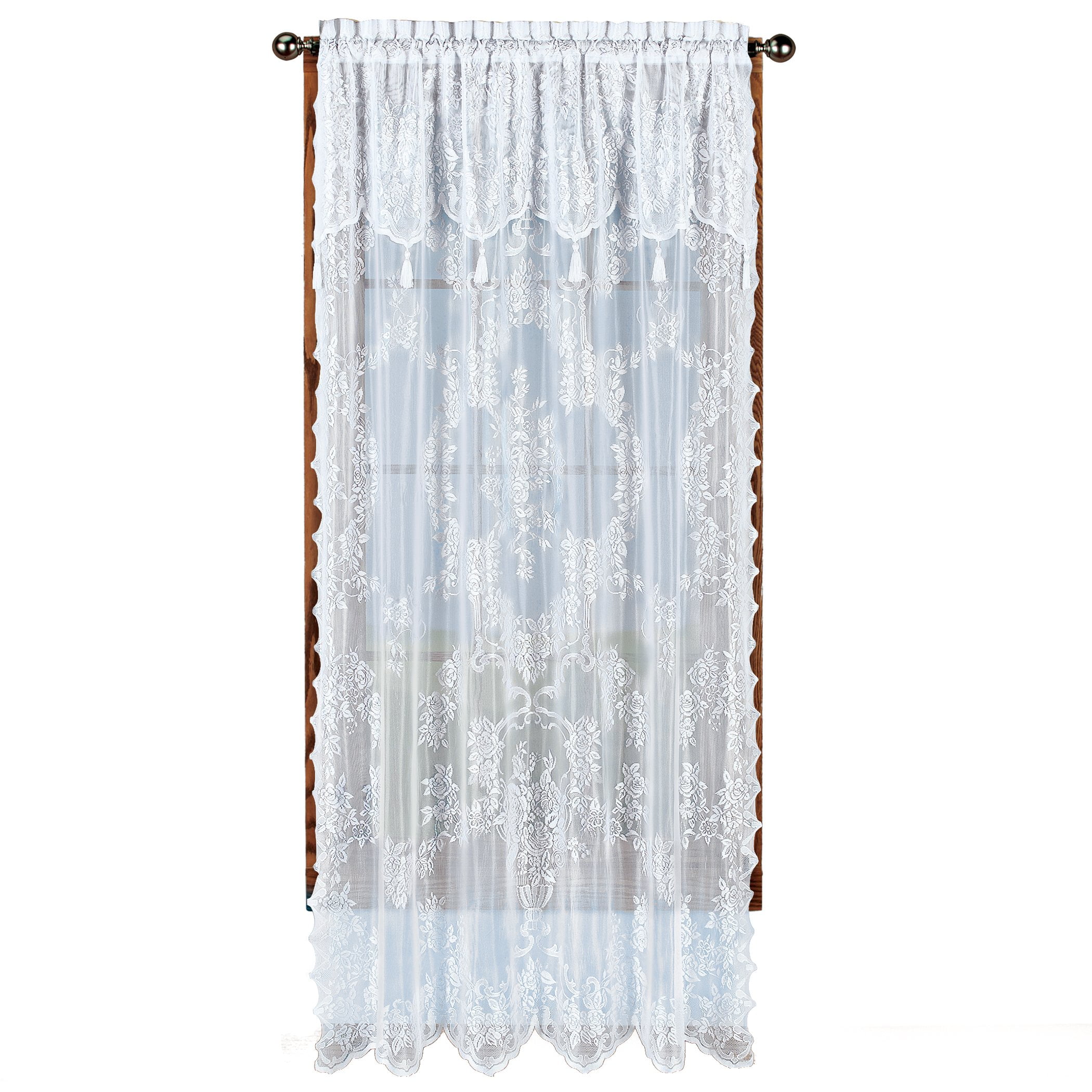 Collections Etc Elegant Lace Panel W/ Valance Ecru 56" x 84" - Walmart.com