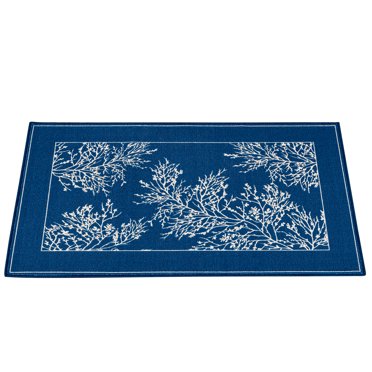 Collections Etc Floral Scroll Basket Weave Rug with Skid-Resistant ...