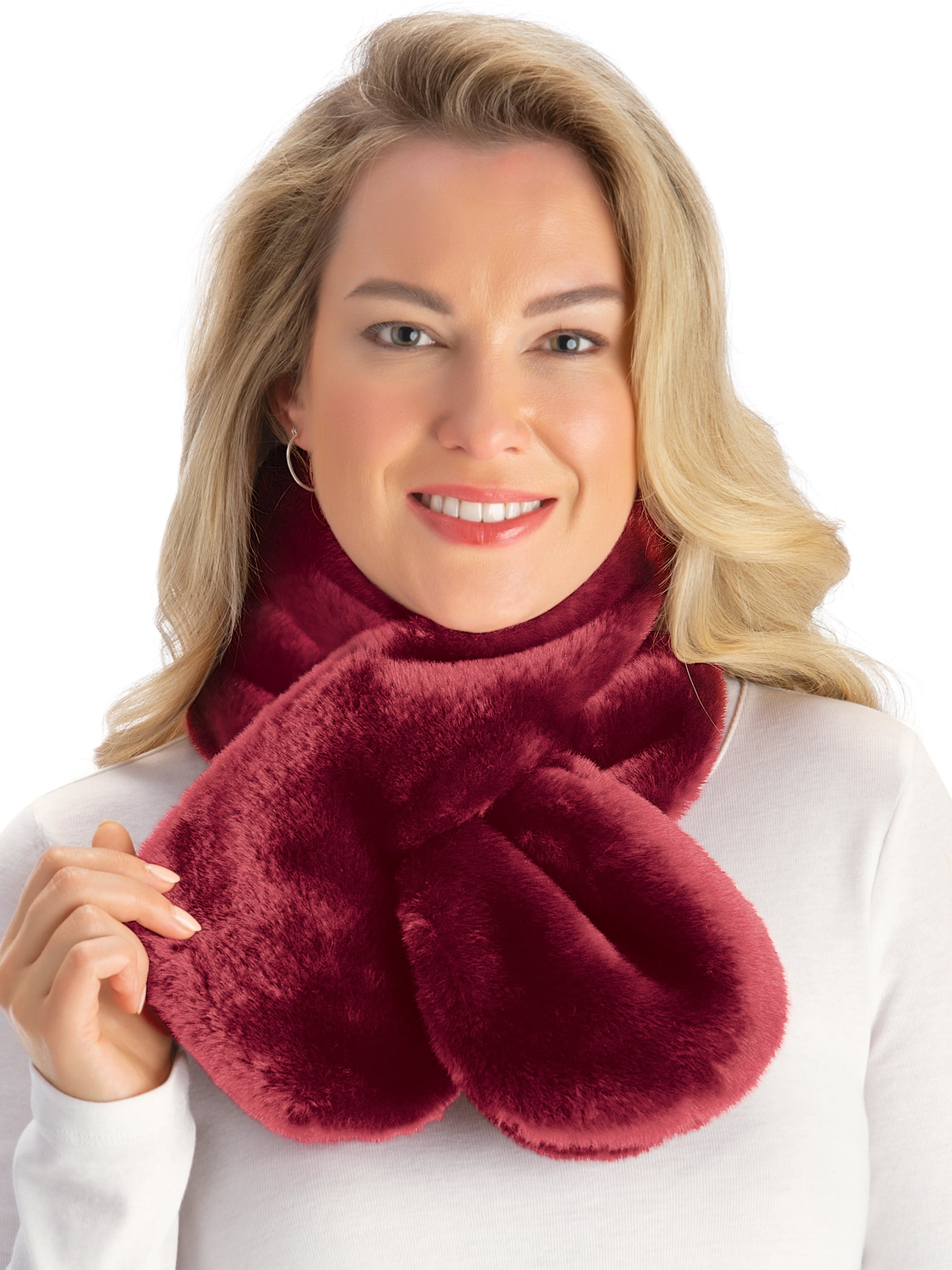 Collections Etc Elegant-Look Solid-Colored Soft Plush Faux Fur Scarf ...