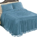 Collections Etc Elegant Tranquil Chenille Fringe Bedspread, Cotton, Available in King, Queen ...