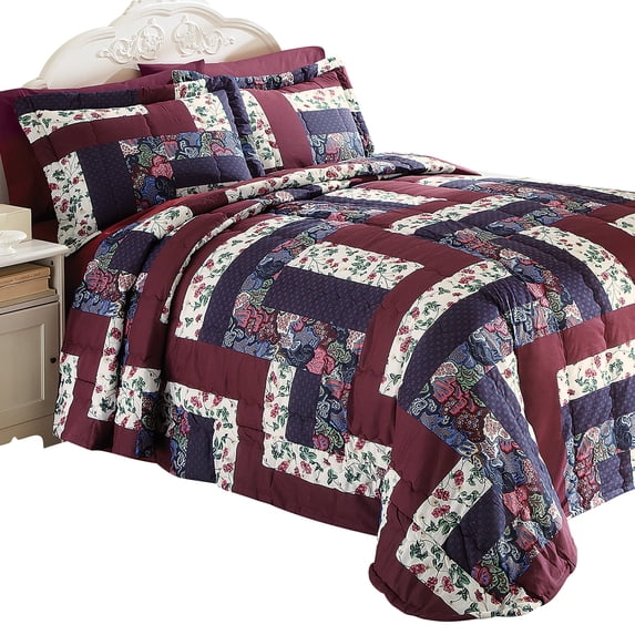 Collections Etc Elizabeth Contemporary Floral Patchwork Design ...