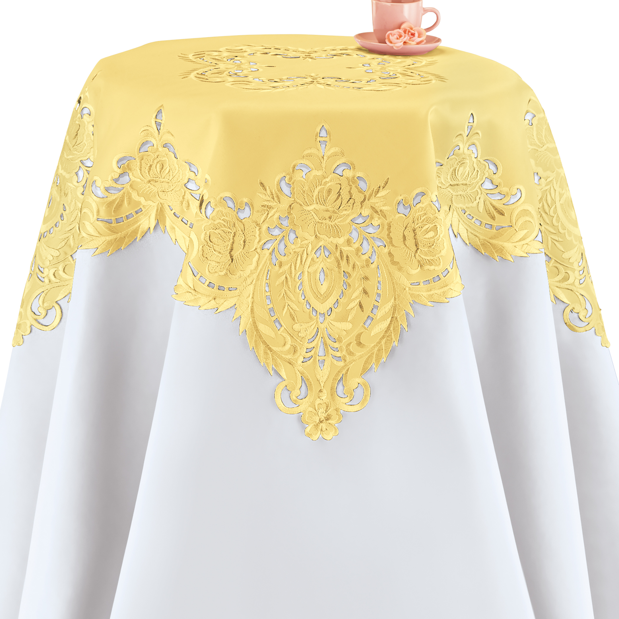 Collections Etc Embroidered Rose Leaf Floral Intricate Table Linens ...