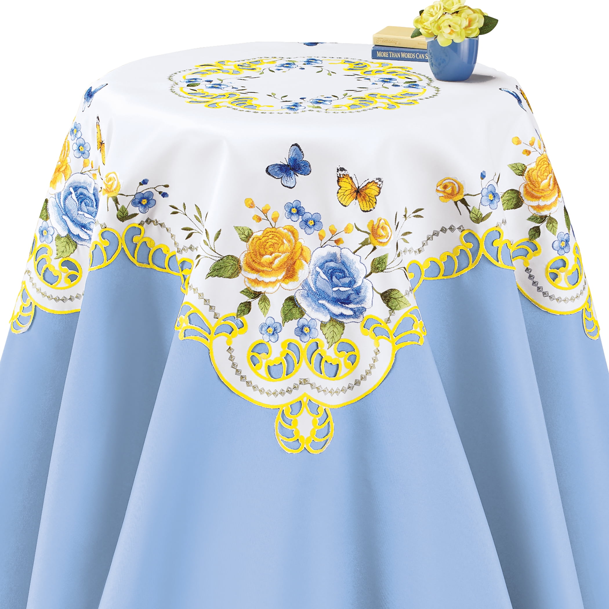 Collections Etc Embroidered Wild Rose Butterfly Table Linens - Walmart.com