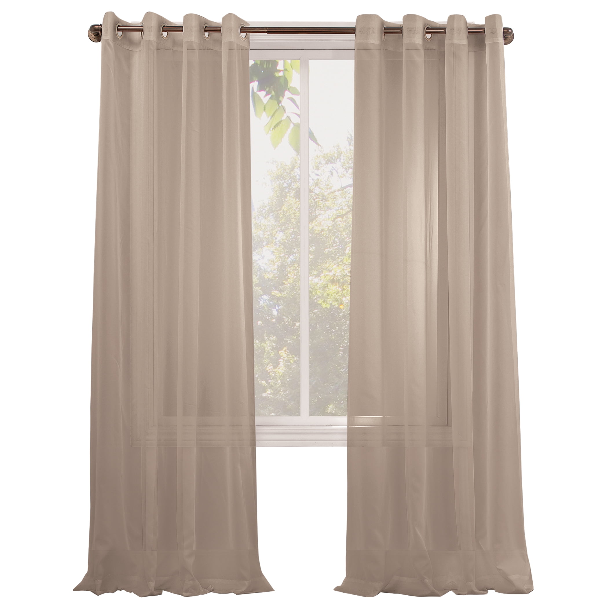 Collections Etc Emily Sheer Voile Grommet Top Window Panels - Light ...