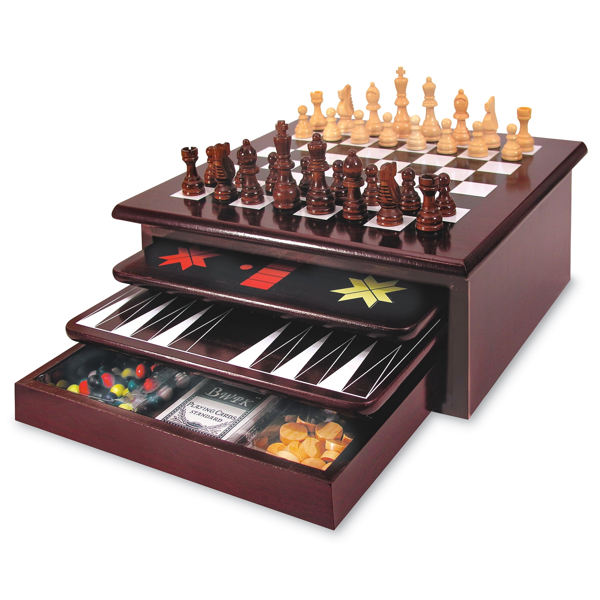 Collections Etc Etna Wooden 15-in-1 Game Center, Medium - Walmart.com
