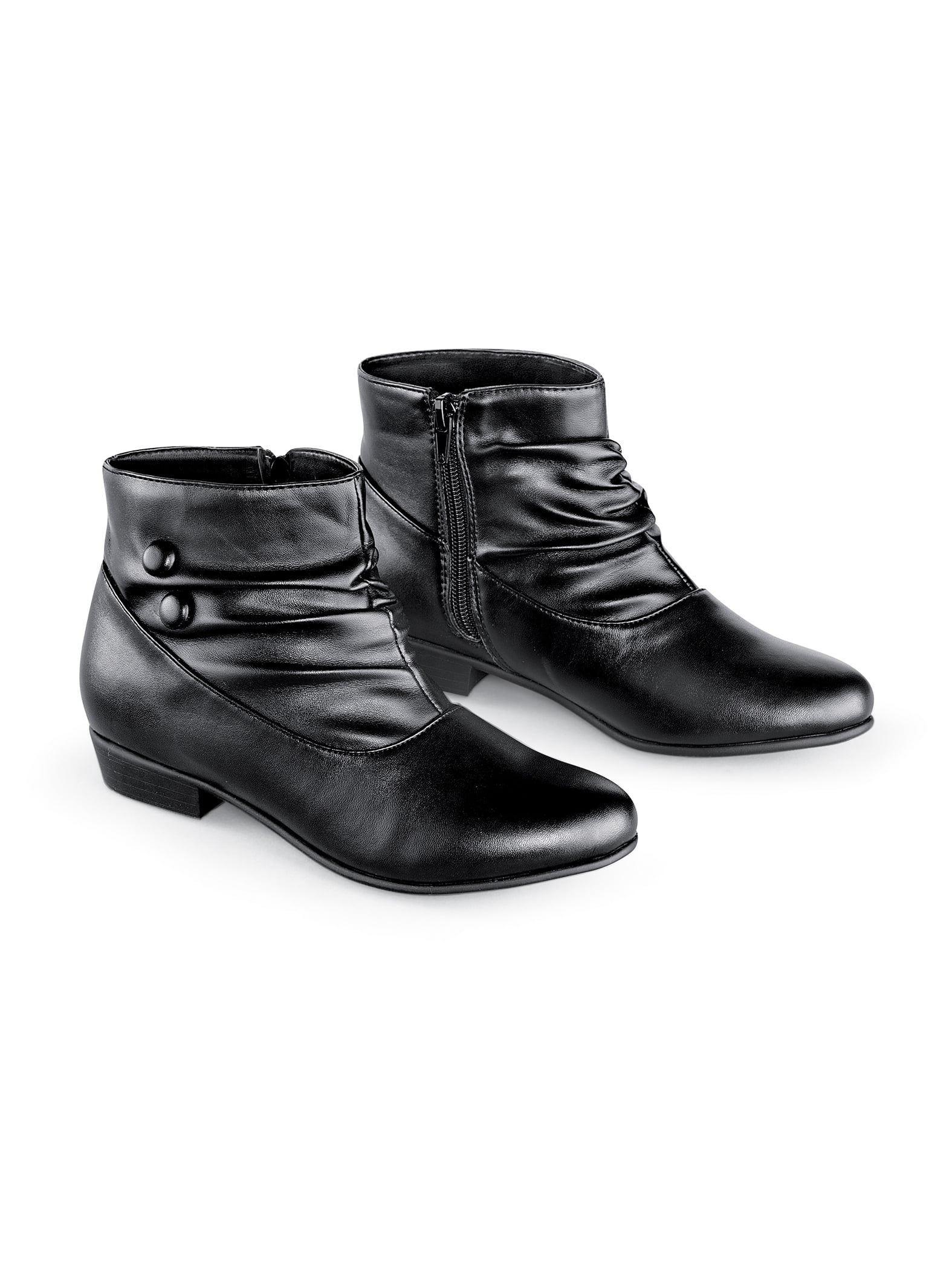 Collections Etc Extra-Wide Width Short Scrunched Button Detail Boots ...