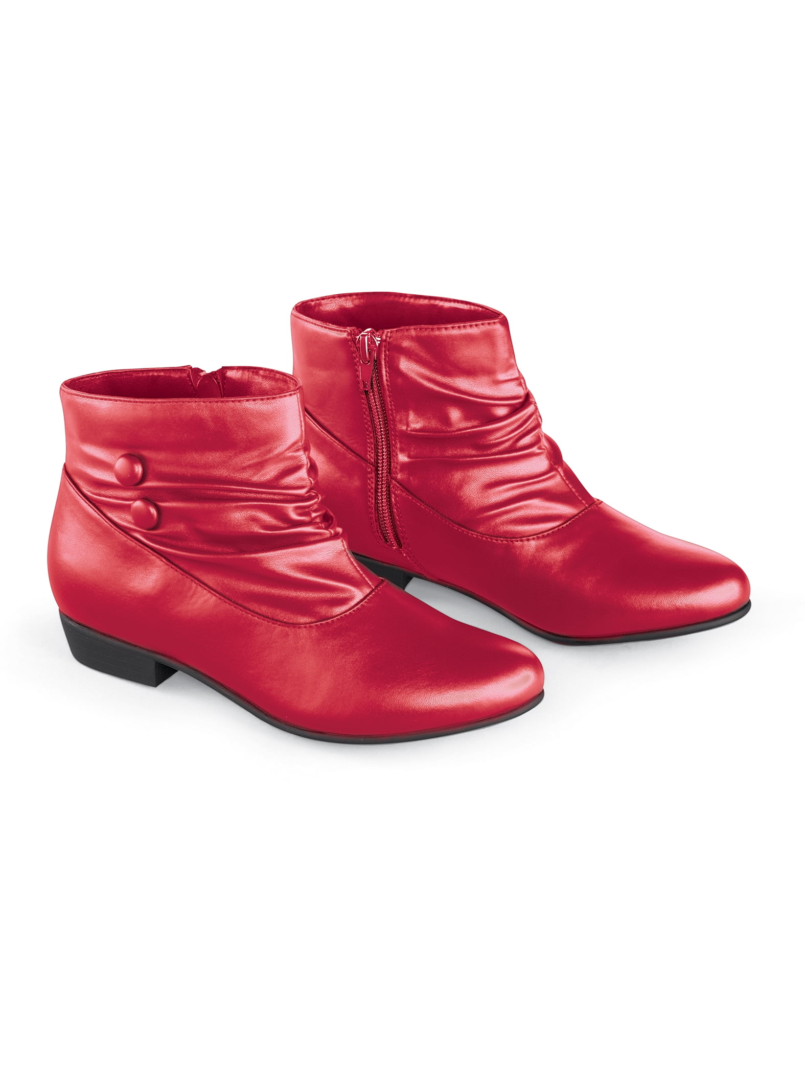 Collections Etc Extra-Wide Width Short Scrunched Button Detail Boots ...