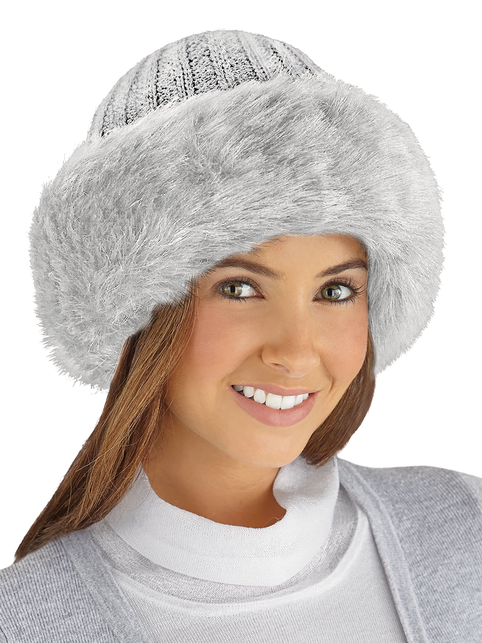 Collections Etc Faux Fur Trimmed Winter Headwear, Fashion Hat Light ... Collections Etc Faux Fur Trimmed Winter Headwear, Fashion Hat Light ...