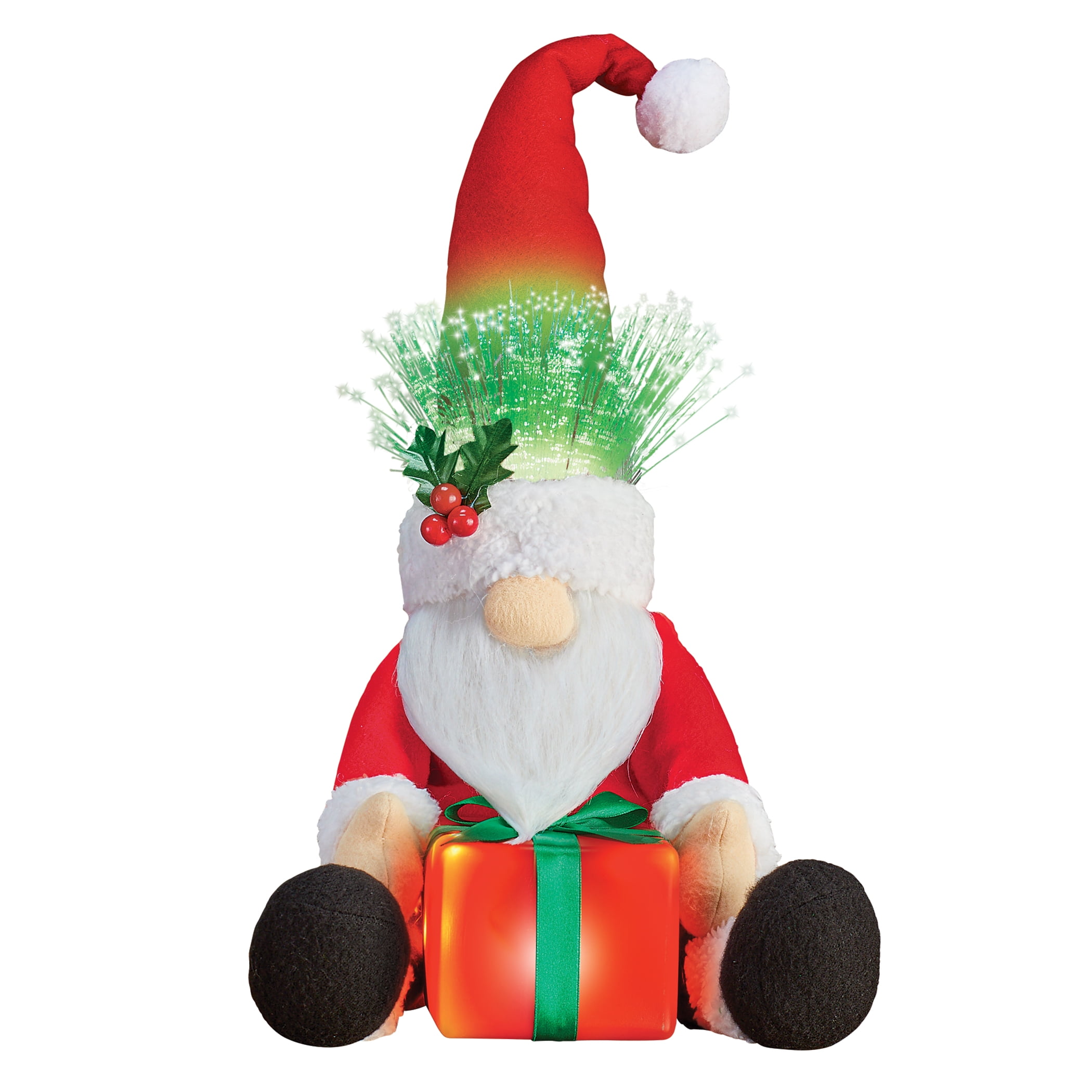 Collections Etc Fiber Optic Color Changing Santa Claus Sitter Figurine ...