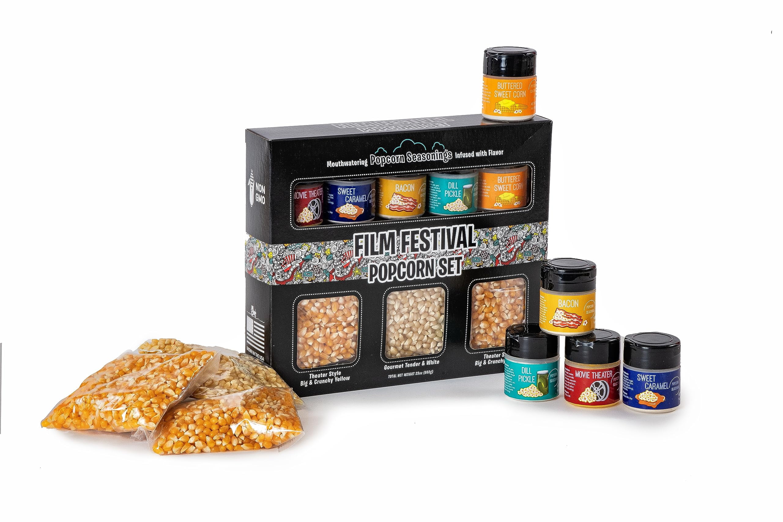Wabash Valley Farms Popcorn Gift Set, Three Kernels, Five Seasoning ...