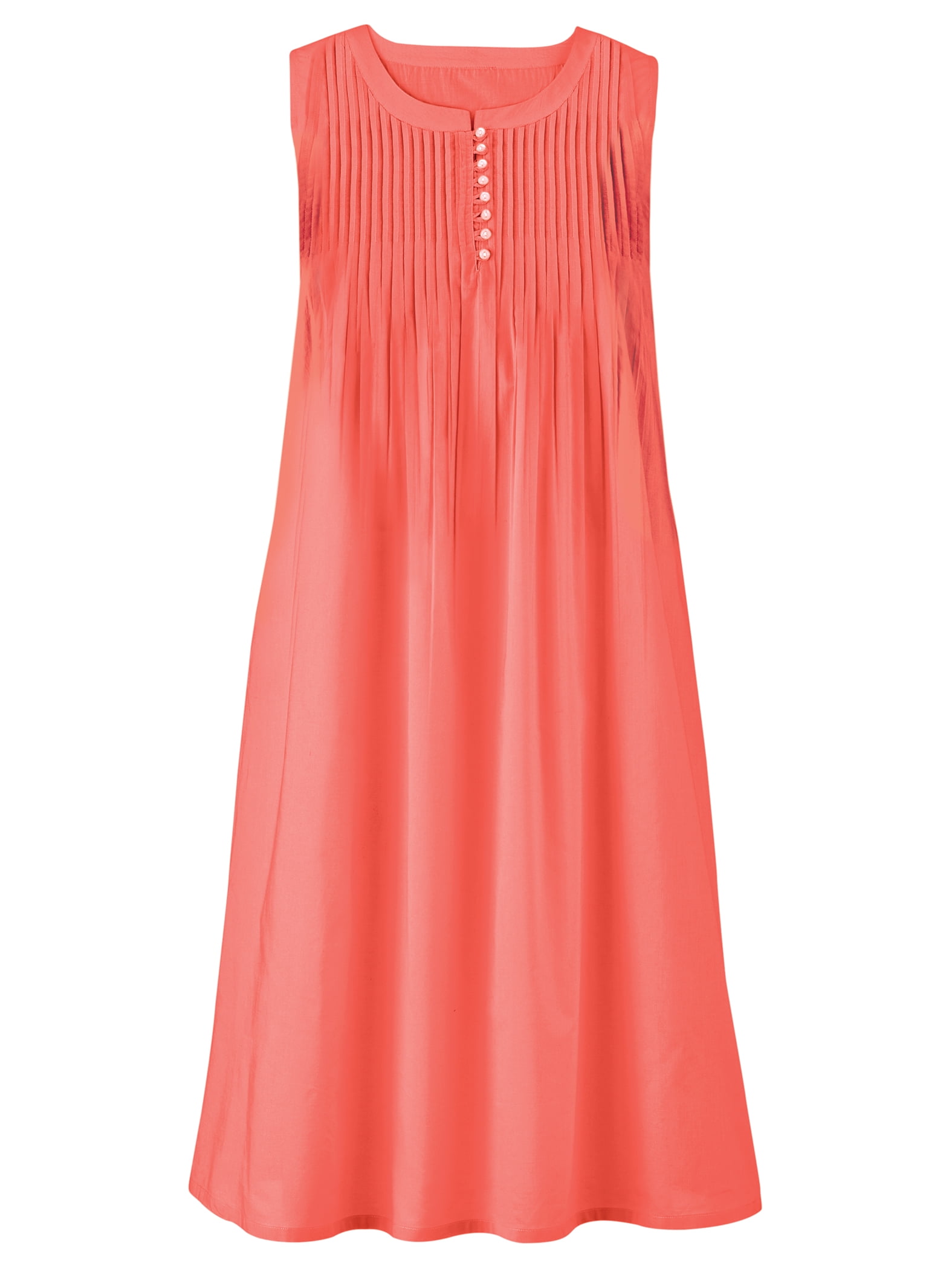 Collections Etc Flattering Front Button Loop Pintuck Dress - Front ...