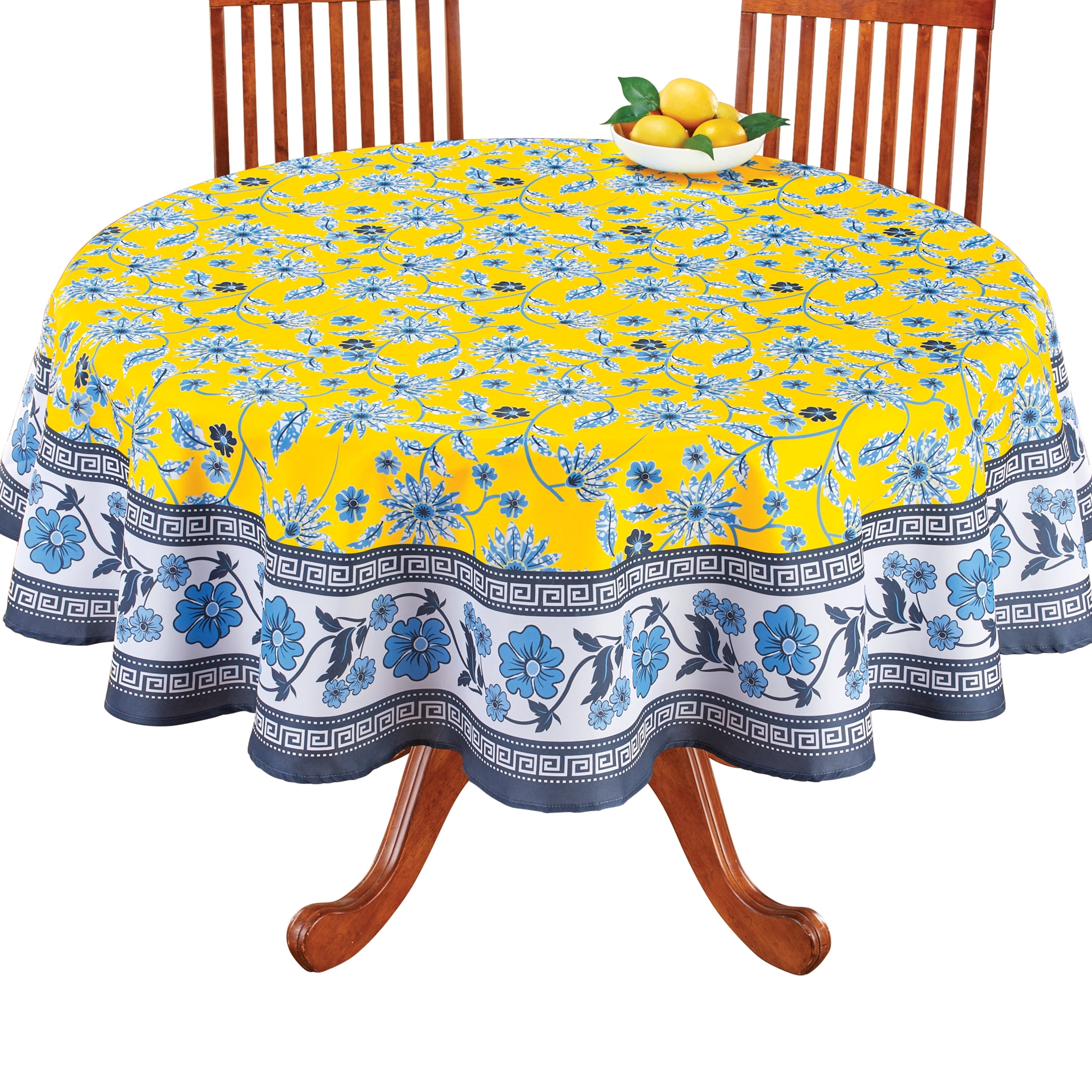 Collections Etc Floral Country Yellow and Blue Tablecloth - Walmart.com