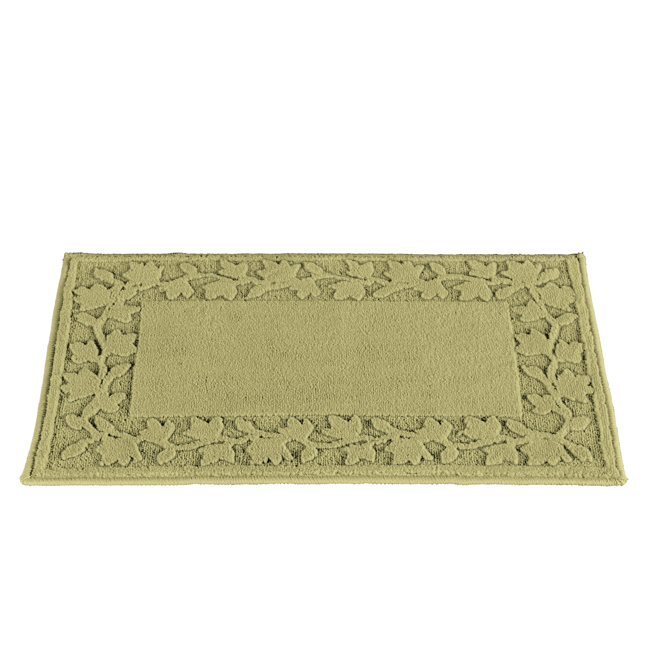 Collections Etc Floral Leaf Sculpted Border Skid-Resistant Accent Rug ...