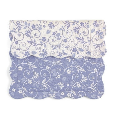 Collections Etc Reversible Floral Quilt with Scalloped Edges and Two ...