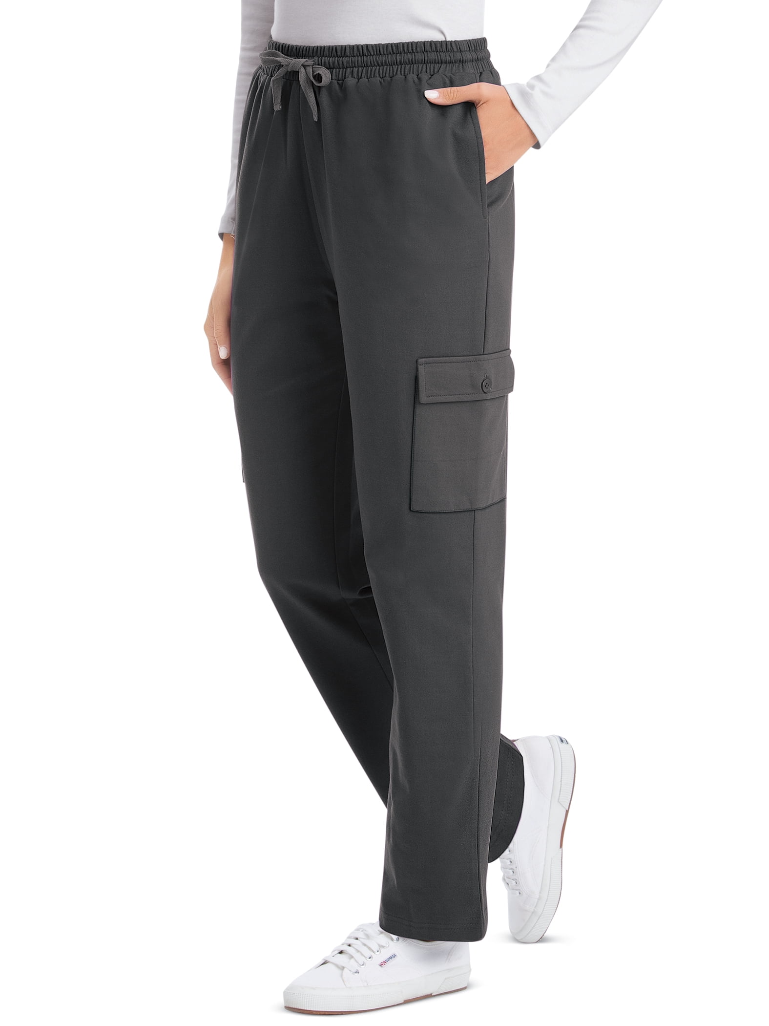 Collections Etc French Terry Knit Double Cargo Pocket Drawstring Pants ...