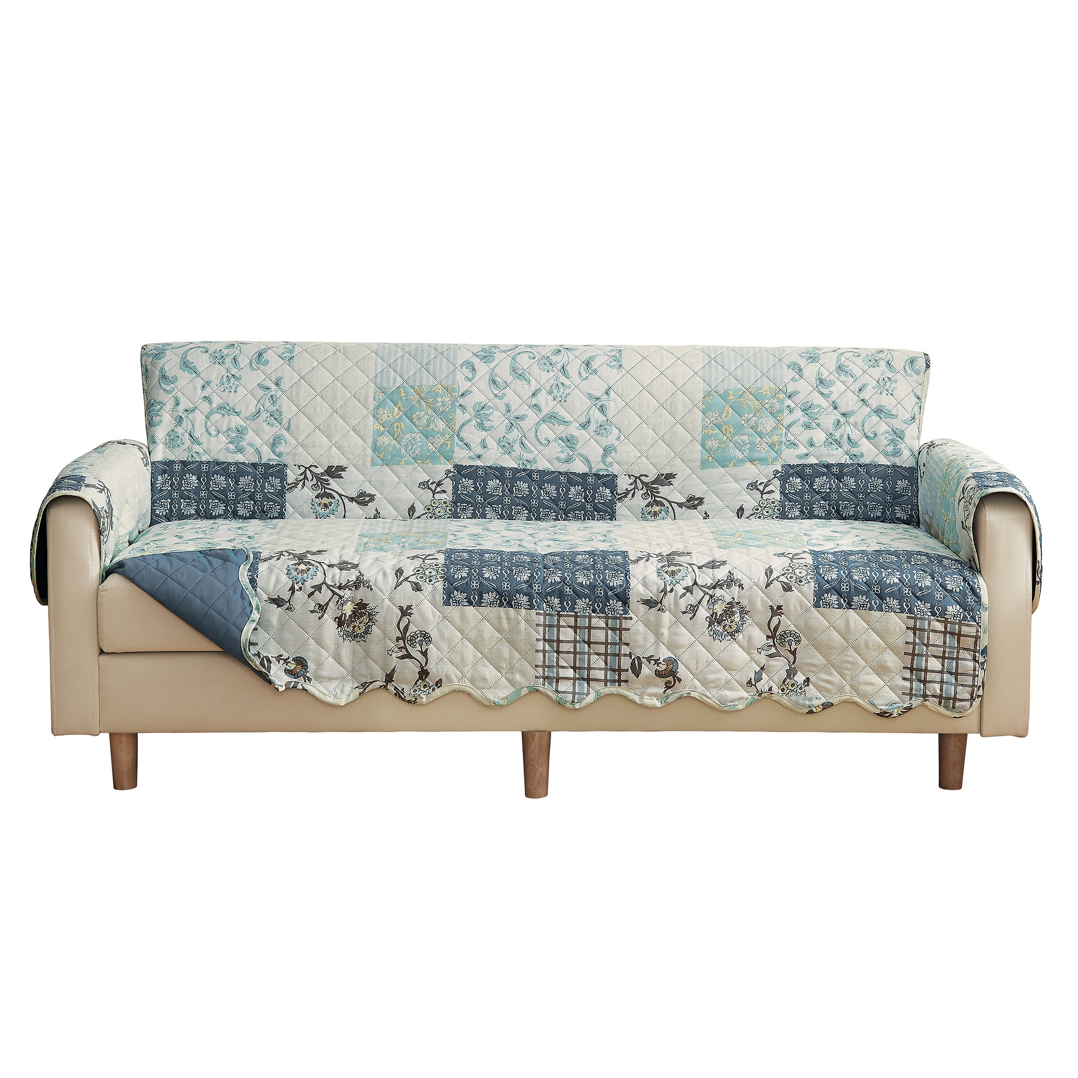 Collections Etc Garden Floral Patchwork Scalloped Edge Furniture ...