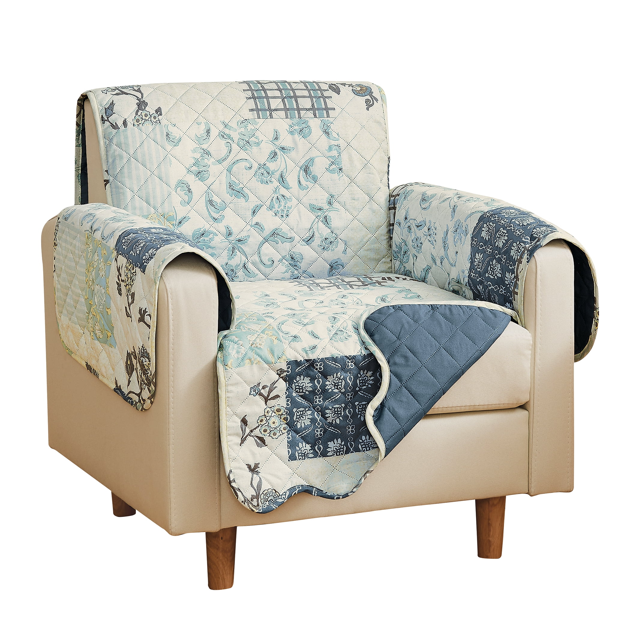 Collections Etc Garden Floral Patchwork Scalloped Edge Furniture ...