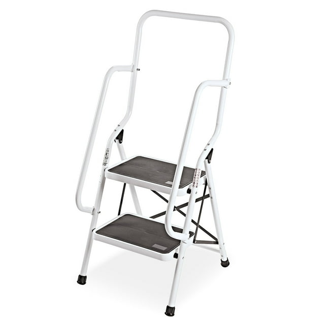 Collections Etc Genius Safety 2 Step Ladder Folding Stool for Adults ...