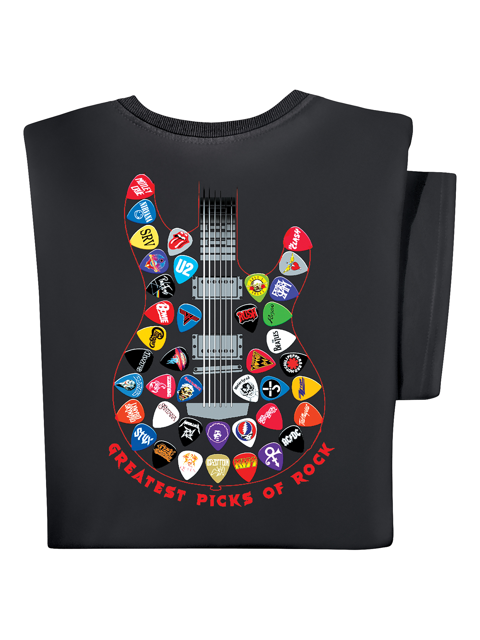 Collections Etc Greatest Picks of Rock Guitar Short Sleeve Graphic Tee ...