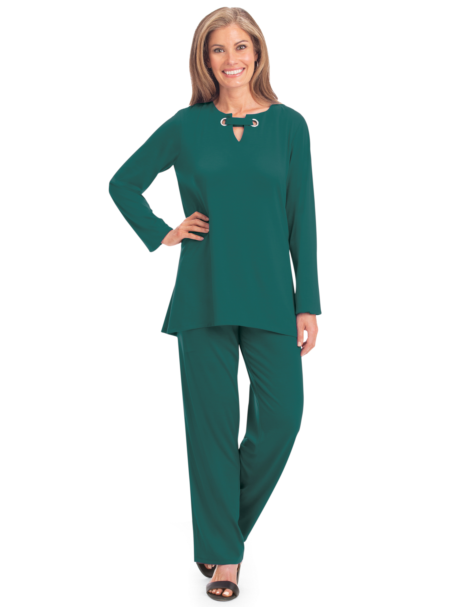 Collections Etc Grommet Detail 2-Piece Tunic and Pants Set - Walmart.com
