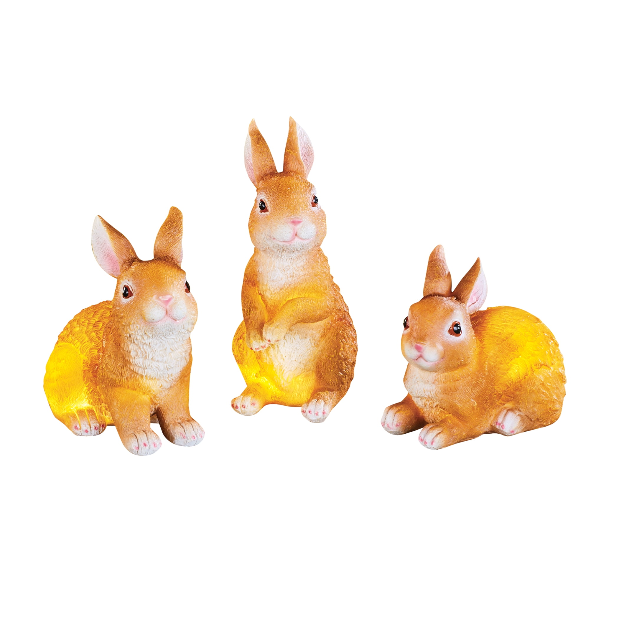 Collections Etc Hand-Painted Decorative Solar Bunny Lights - Set of 3 ...