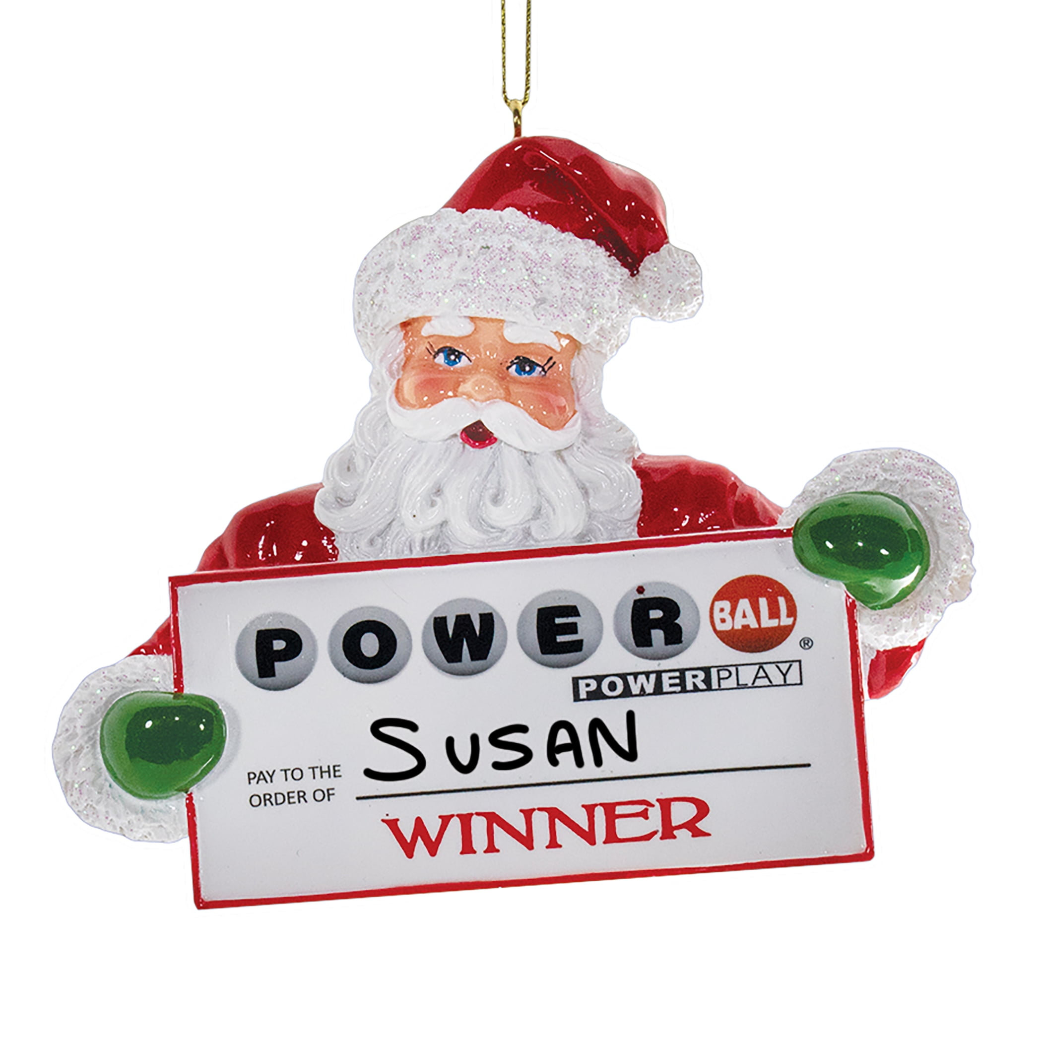 Collections Etc Hand-Painted Santa Powerball Christmas Ornament ...