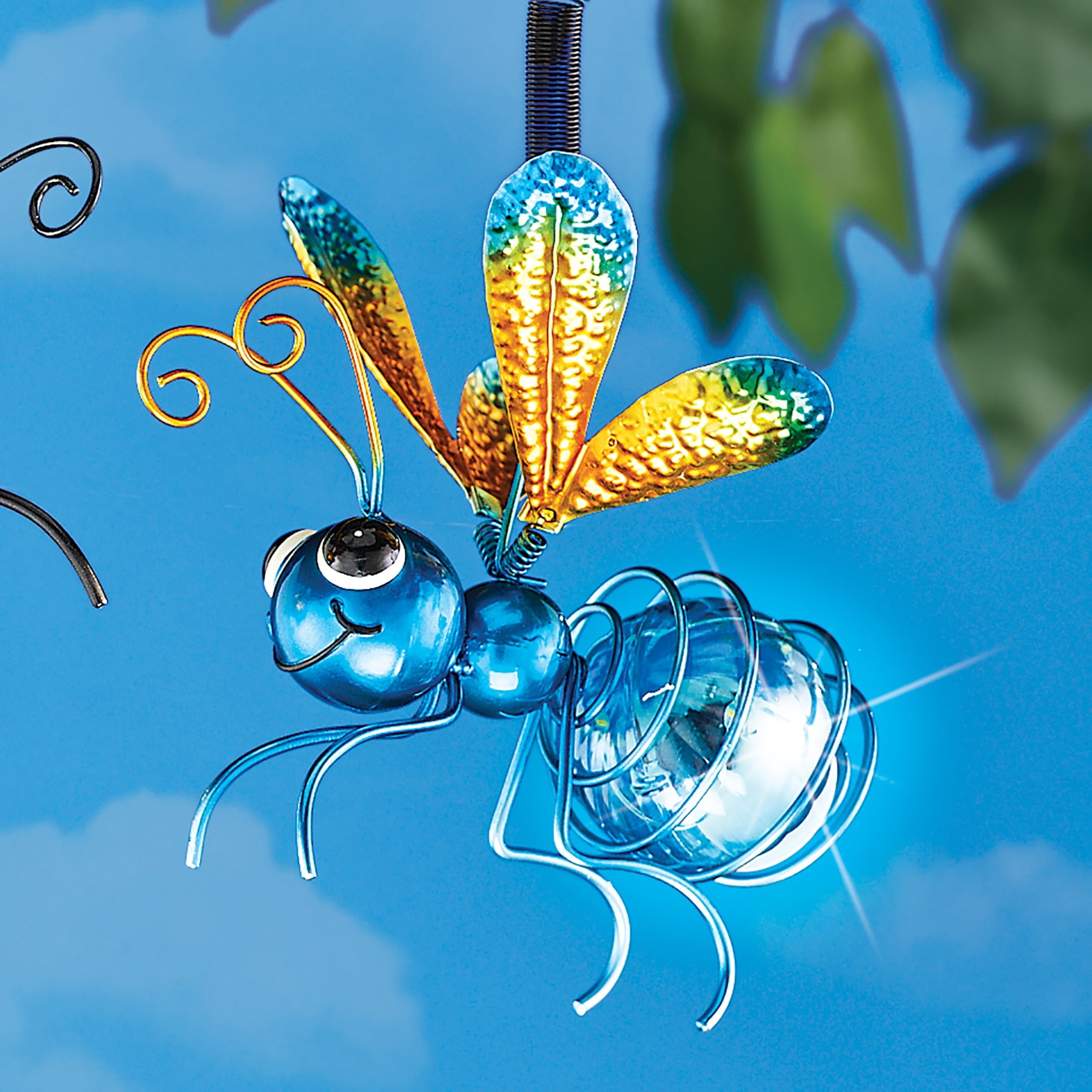 Collections Etc Hanging LED Solar Lighted Metal Bugs with Bouncy ...