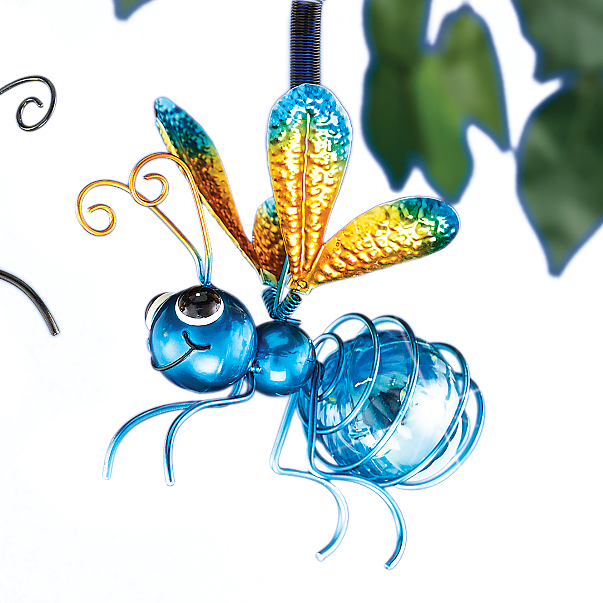 Collections Etc Hanging LED Solar Lighted Metal Bugs with Bouncy ...