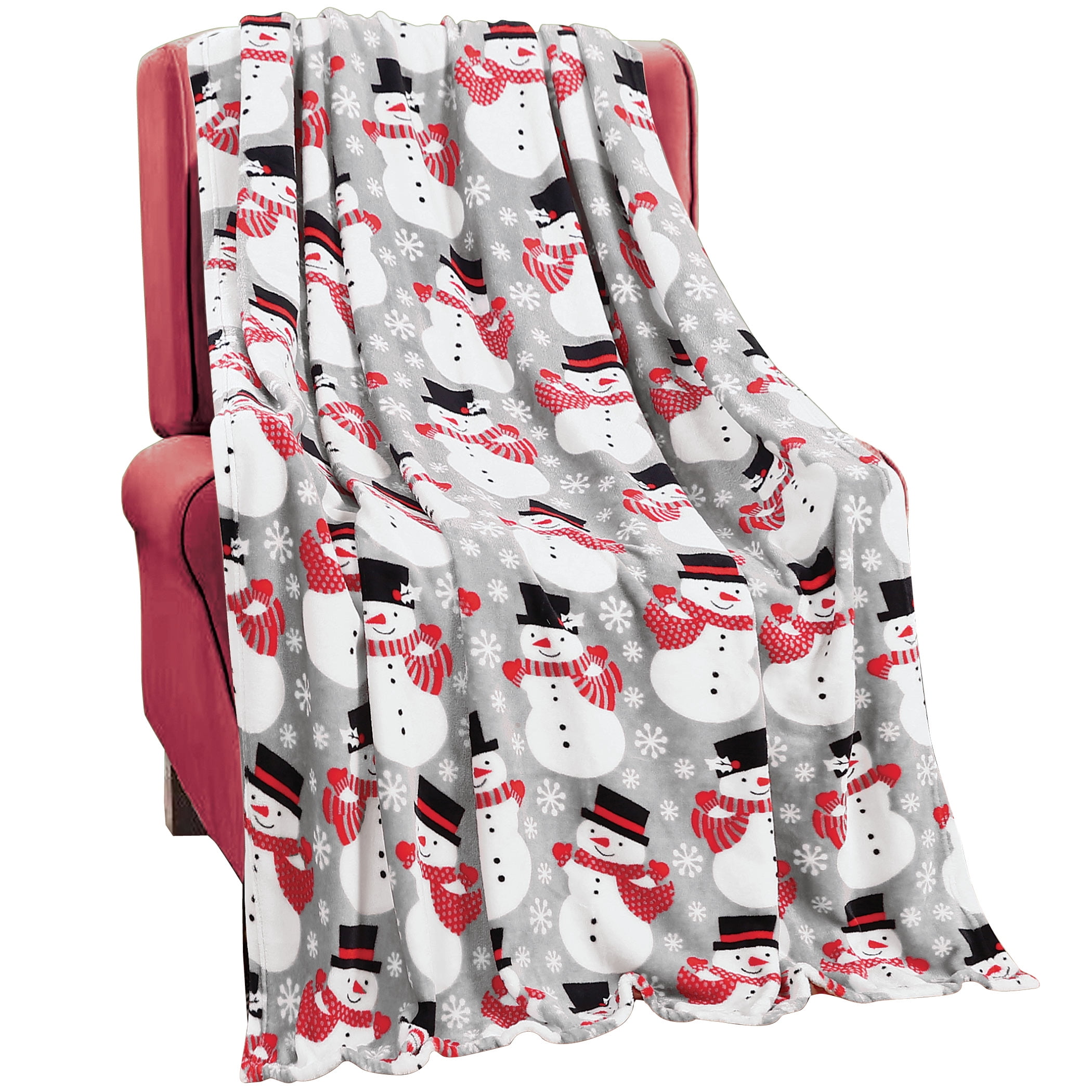 Collections Etc Happy Snowman Decorative Soft Fleece Throw Blanket ...