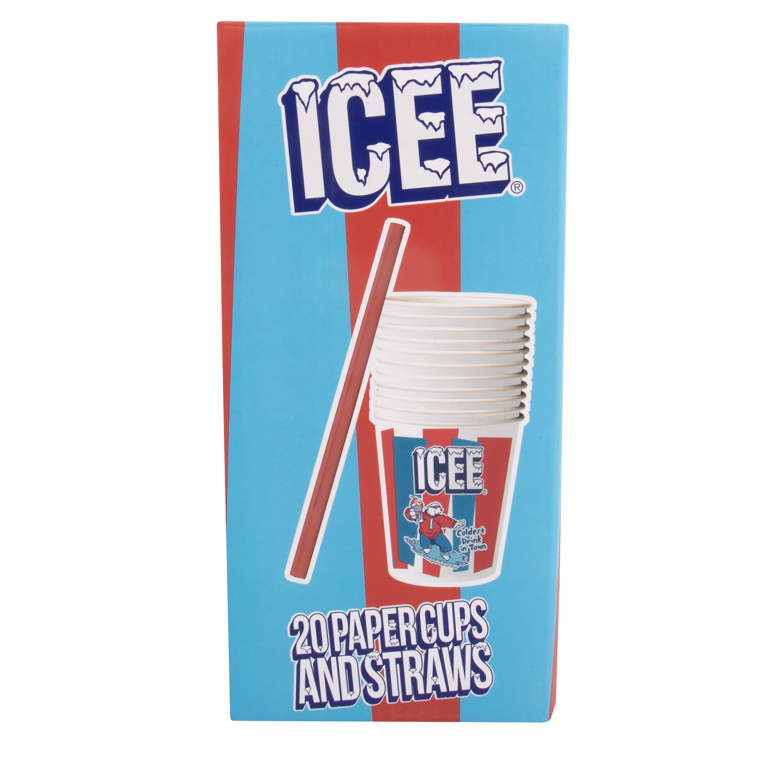 ICEE Genuine Brand Slushy Ice Drink Paper Cups and Straws - Set of 20 ...