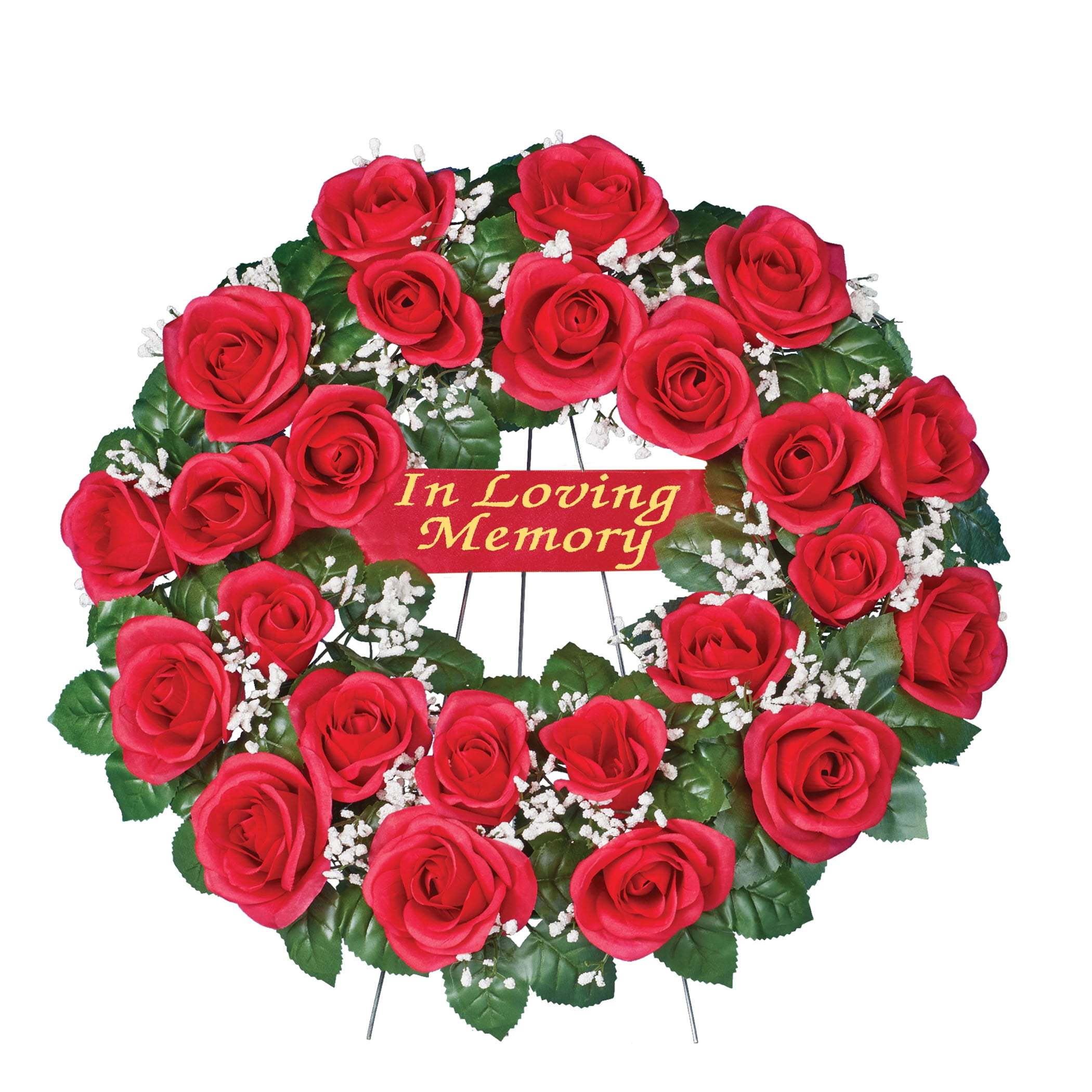 Collections Etc In Loving Memory Rose Memorial Artificial Wreath ...