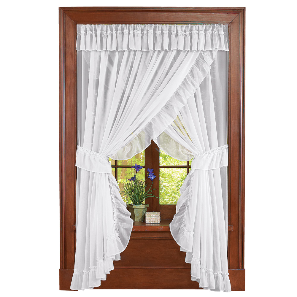 Stacey Ruffled Window Swag Set with Rod Pocket Top - Classic Home Decor ...