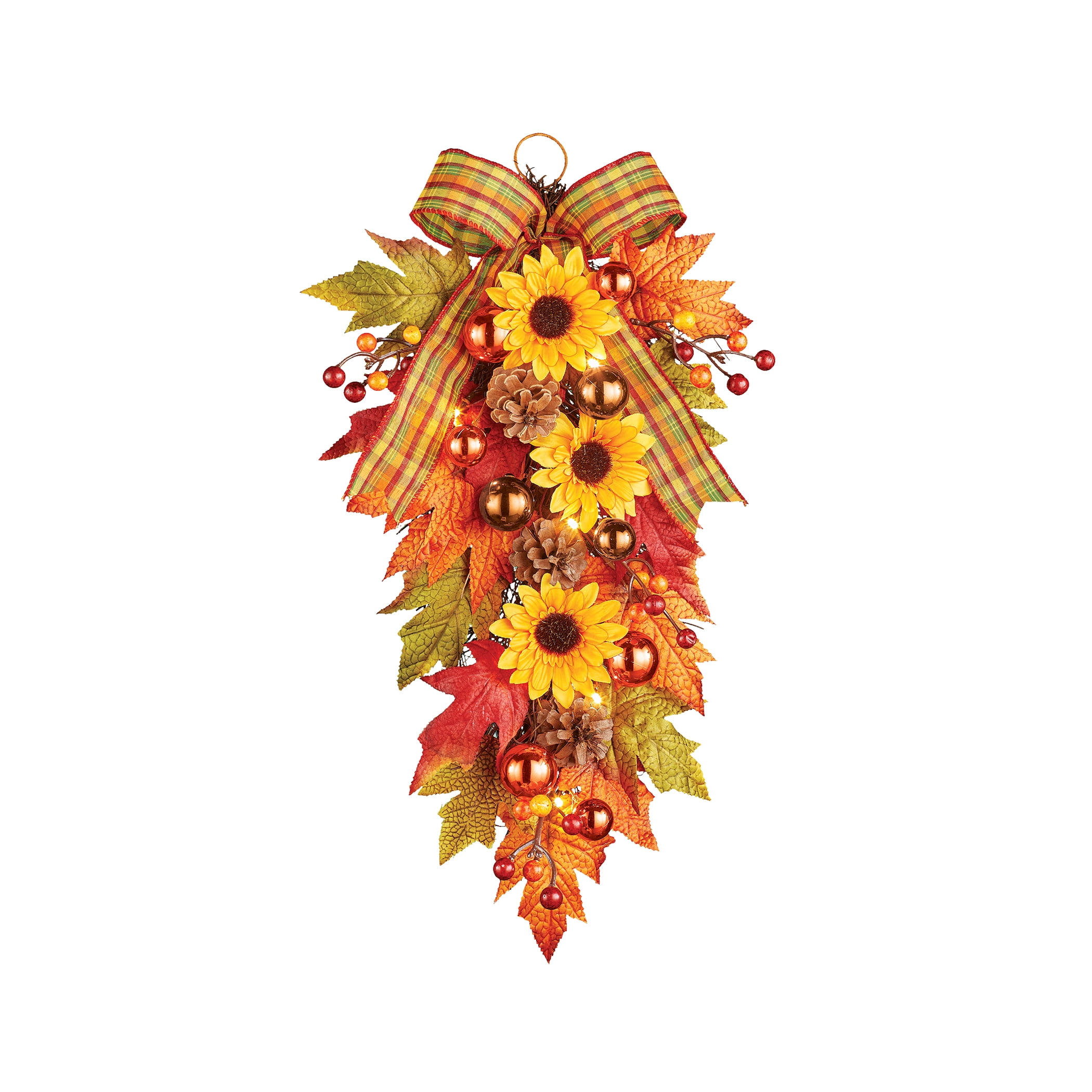 Collections Etc LED Lighted Autumn Harvest Sunflower Swag - Walmart.com