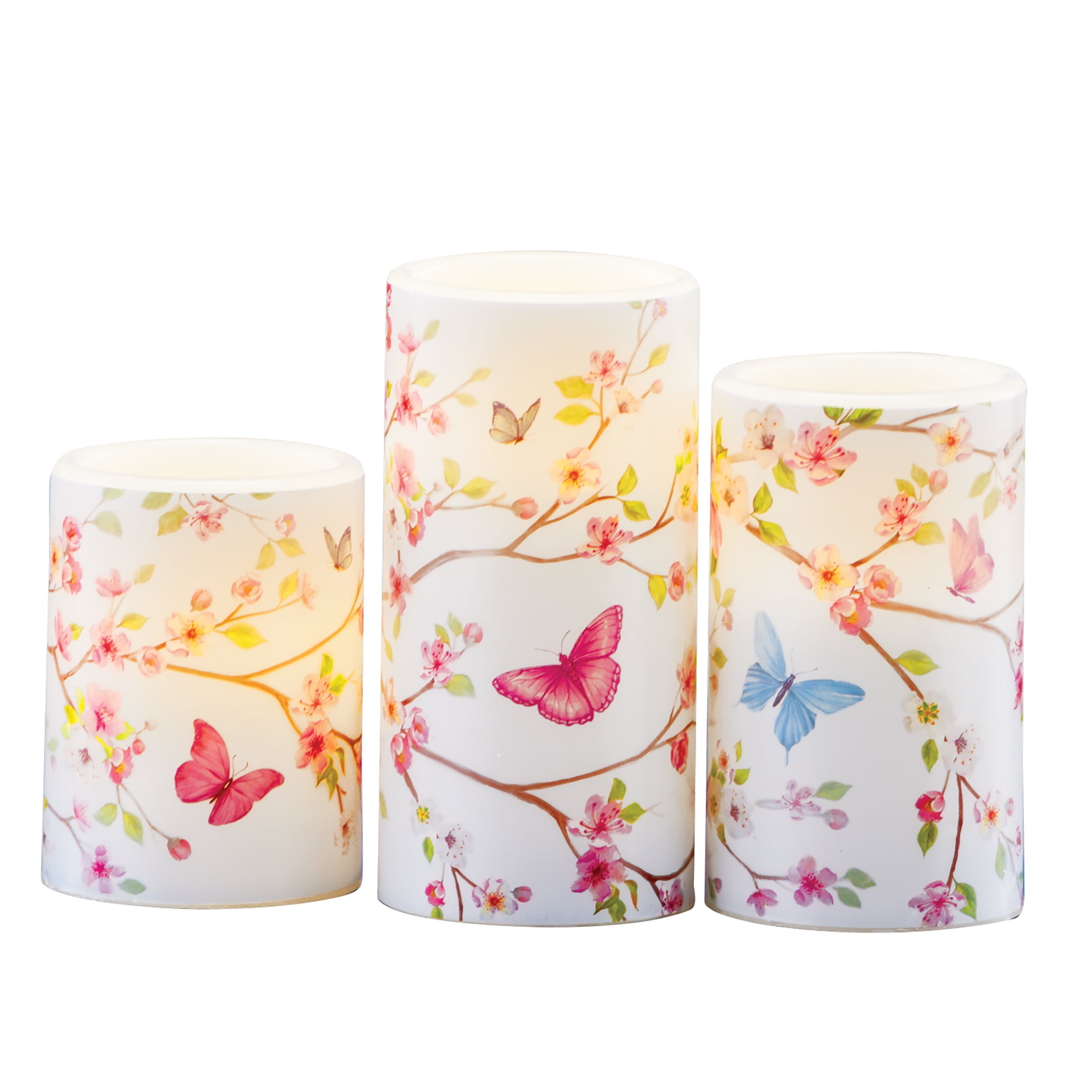 Collections Etc LED Lighted Butterfly Blossom Battery-Operated Candles ...