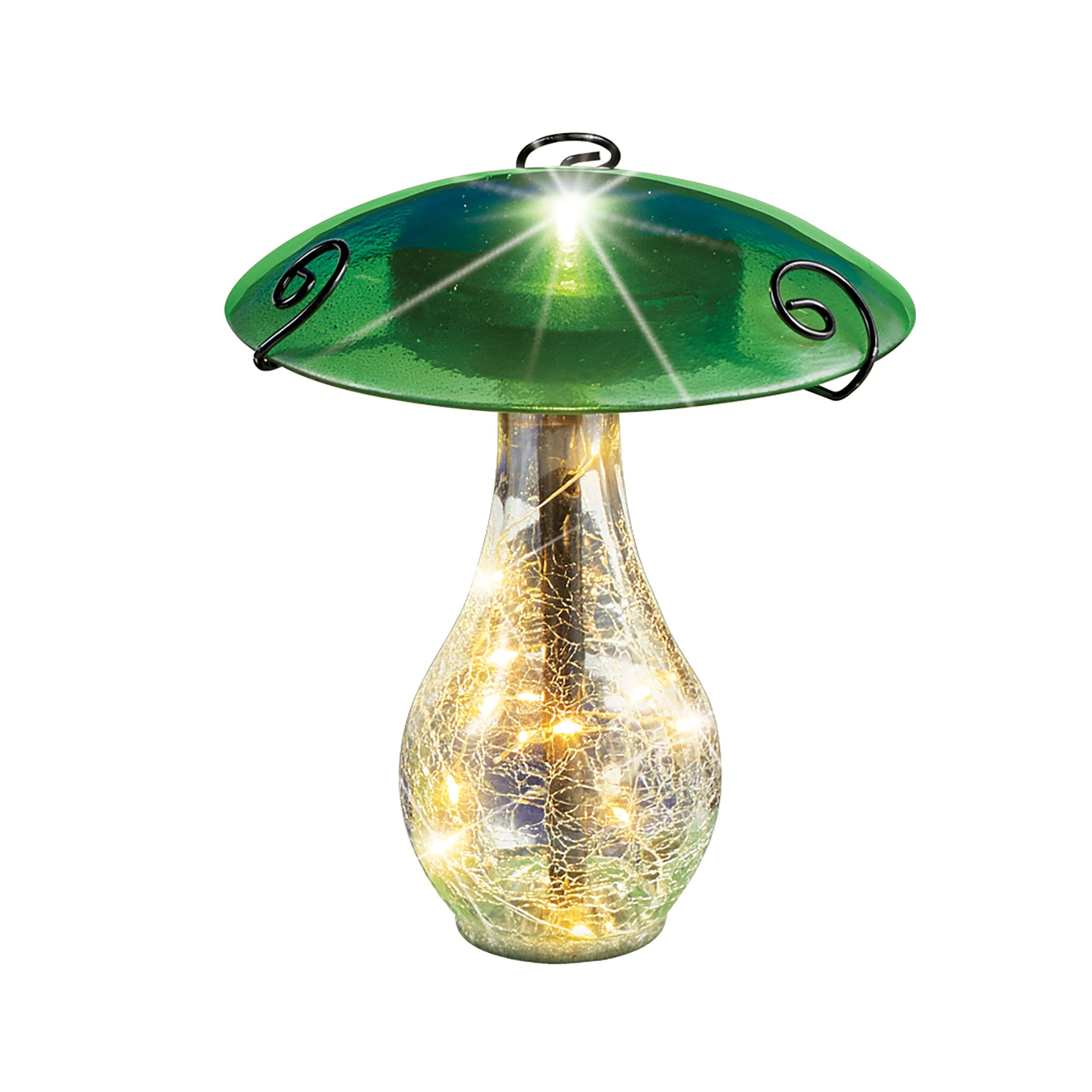 Collections Etc LED Lighted Glass Mushroom Solar Powered Garden Stake ...