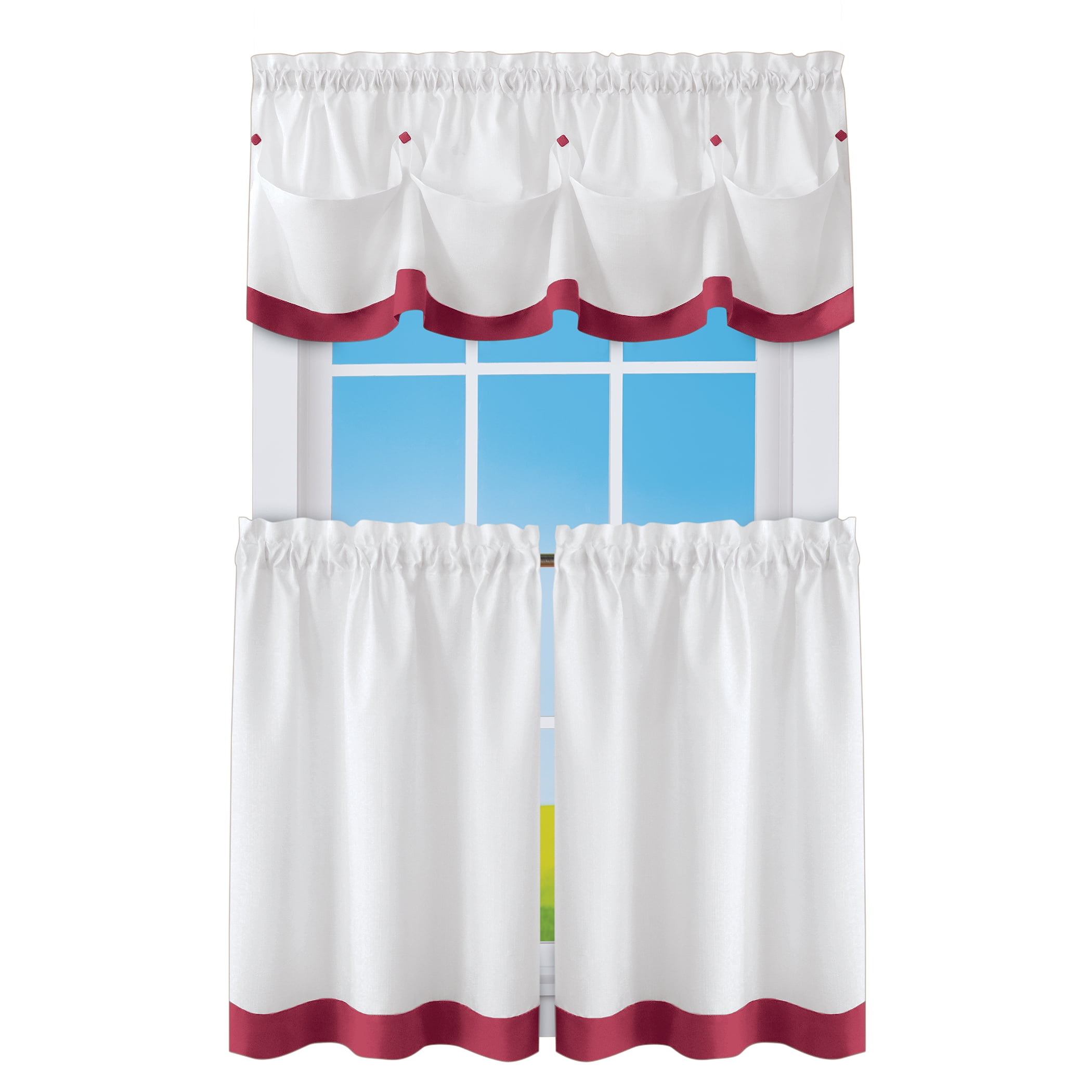 Collections Etc Lana Two-Toned Window Tier and Valance - Set of 2 ...
