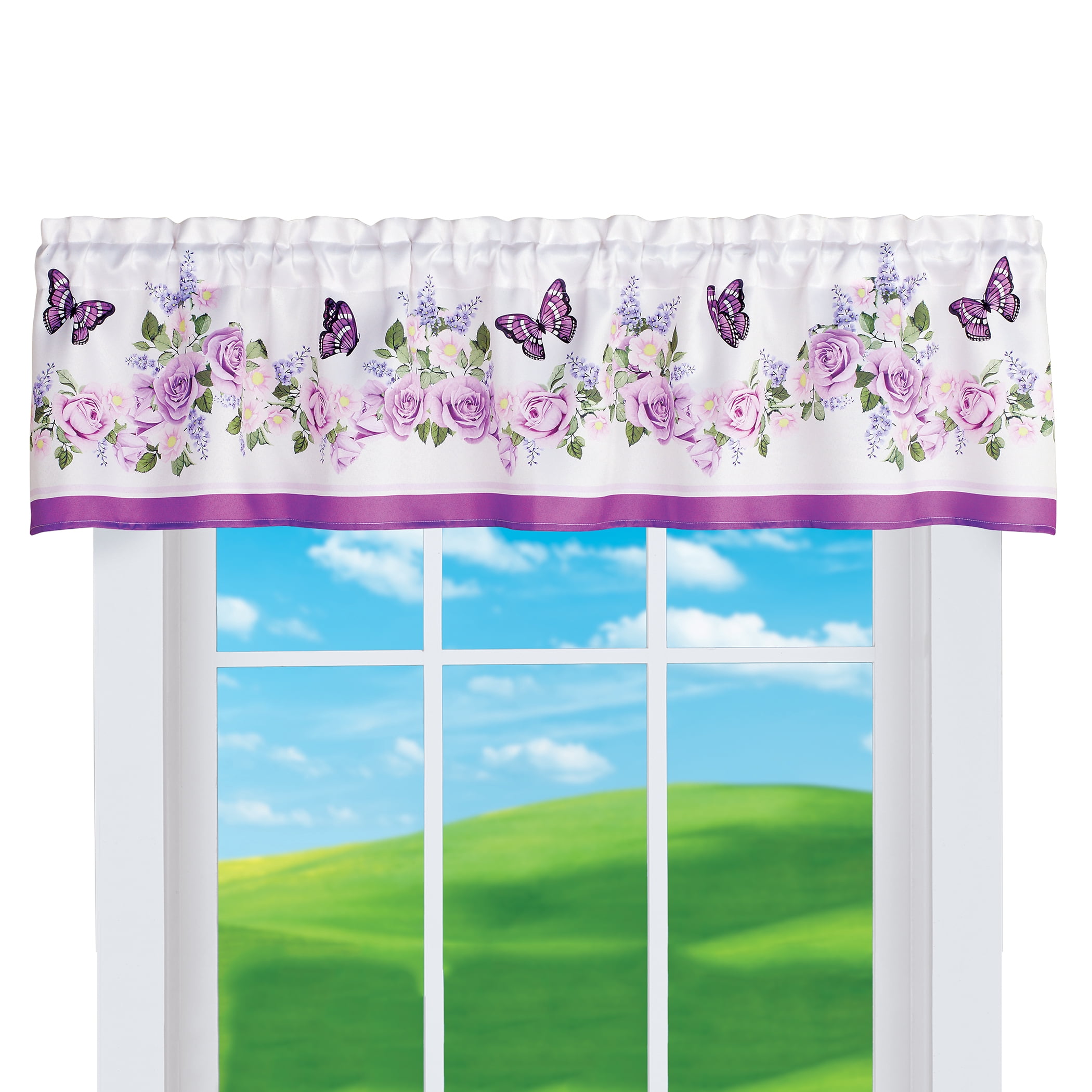 Collections Etc Lavender Floral Butterfly Garland Light Filtering ...
