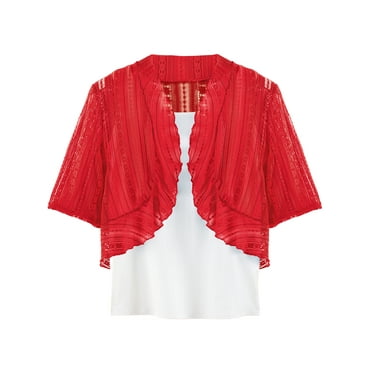 Made by Johnny Women's Lightweight Short Sleeve Bolero Shrug Open ...