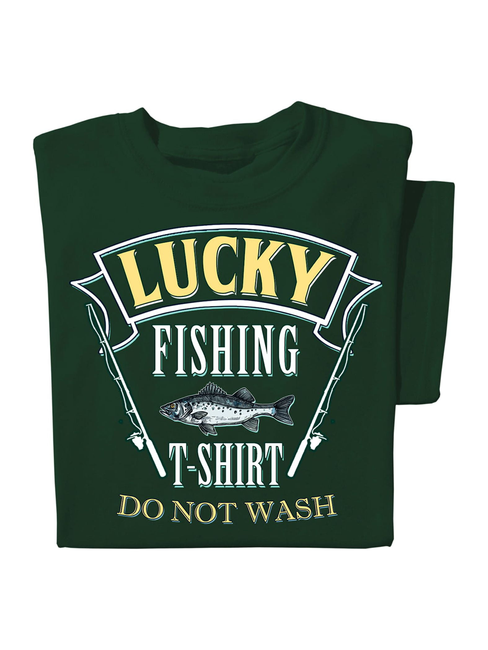 Collections Etc Lucky Fishing T-Shirt Do Not Wash Funny Graphic Shirt ...