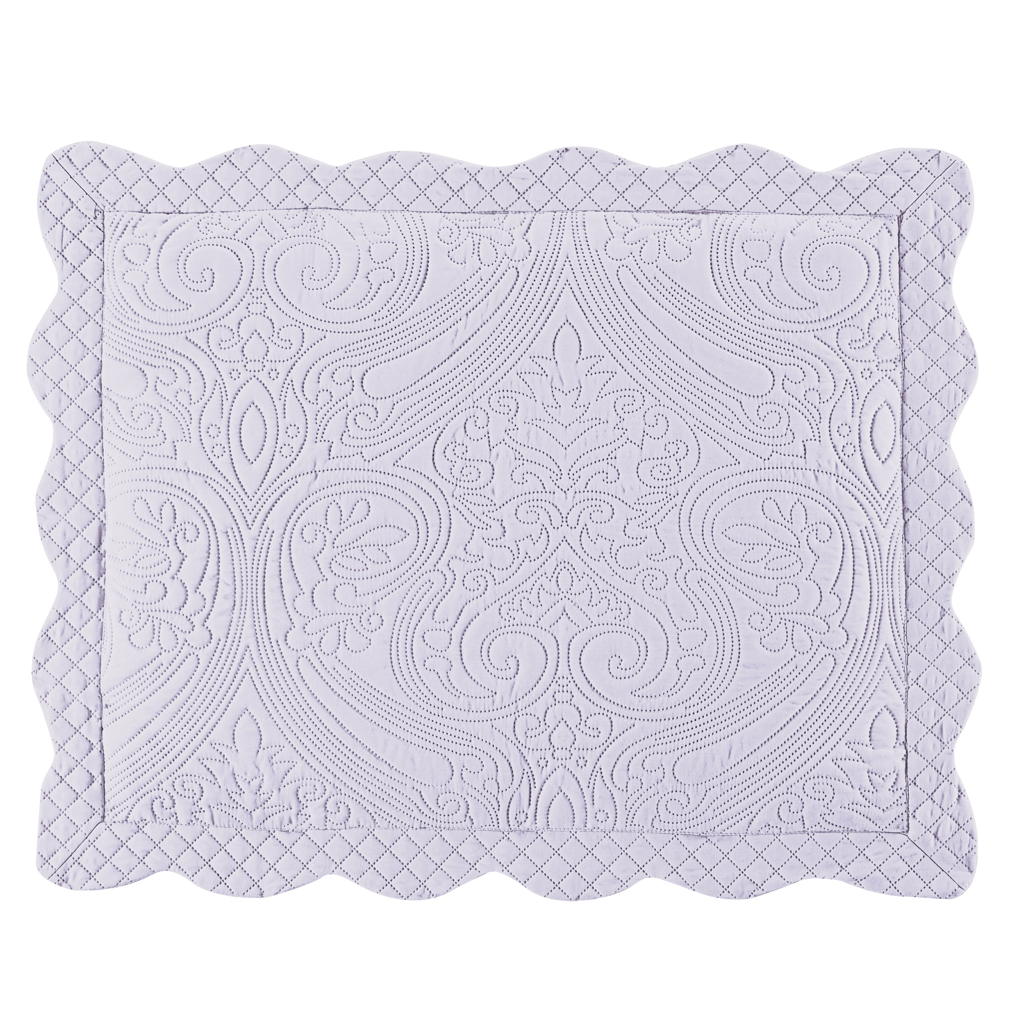 Collections Etc Luxe Textured Diamond Design Scalloped Edge Pillow Sham ...